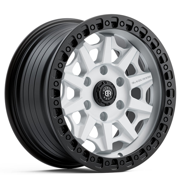 BLACK ROCK CAGE Satin White Black Ring – Gas Wheels & Tyres